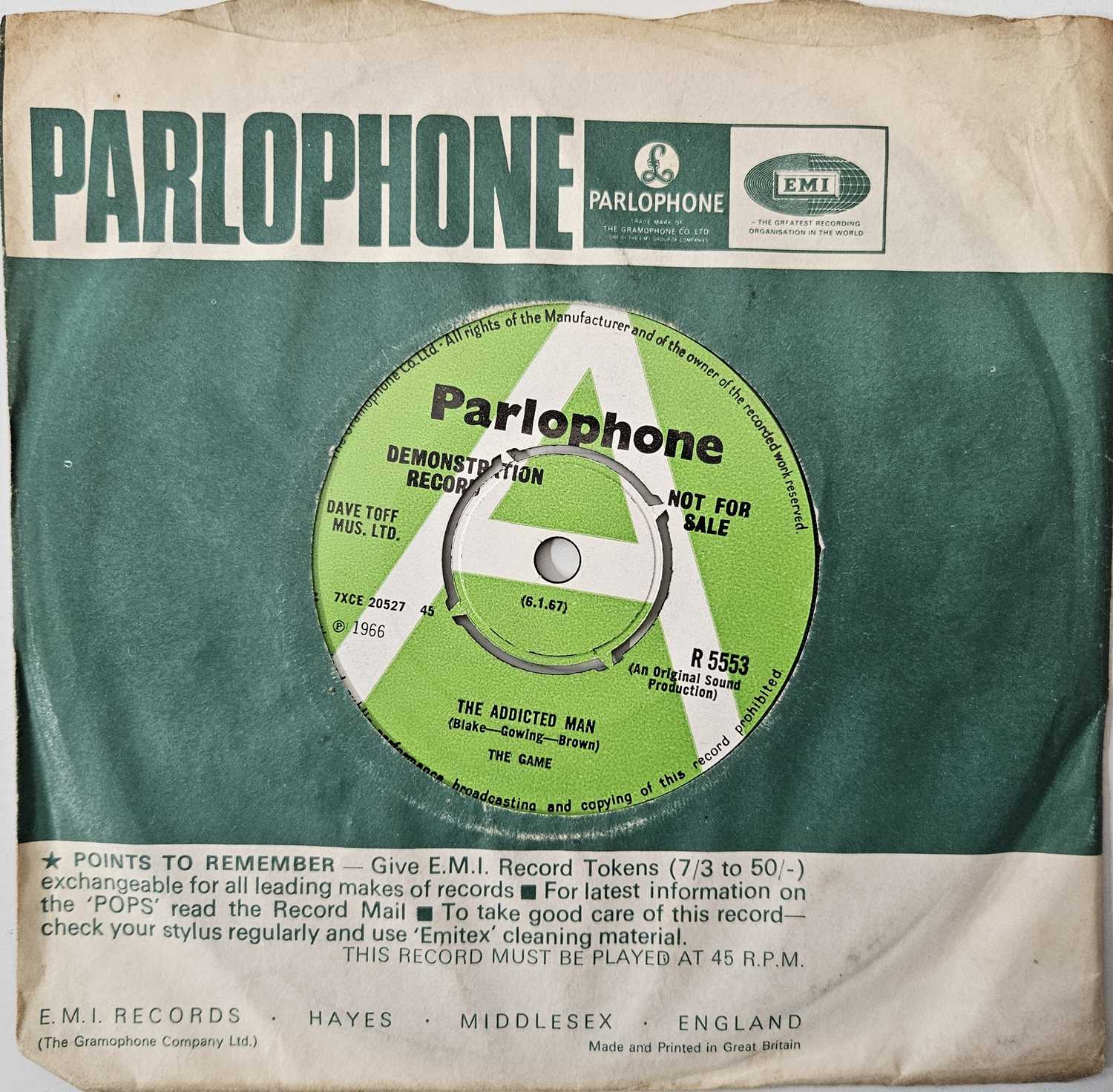 Lot 312 - THE GAME - THE ADDICTED MAN 7" (ORIGINAL UK