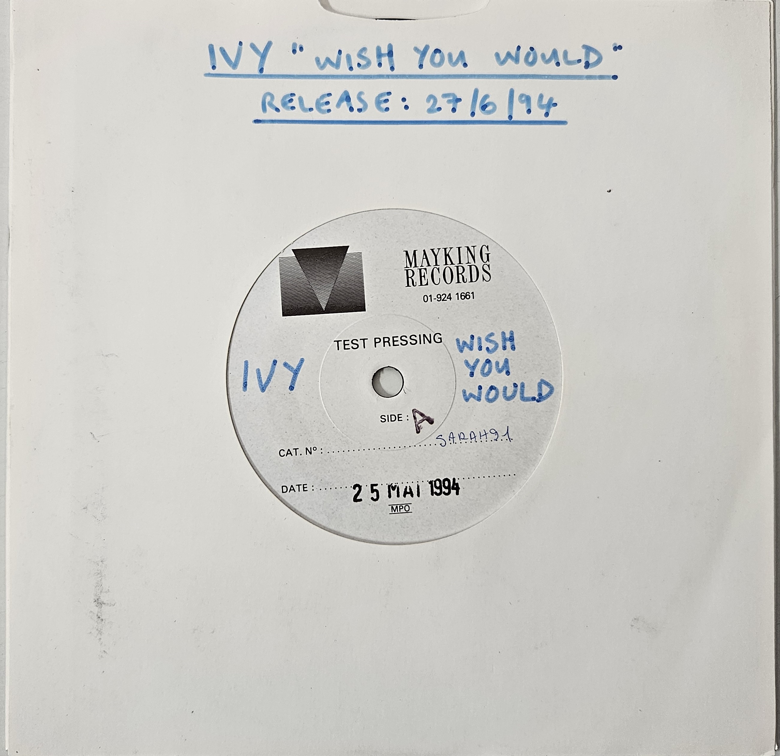 Lot 12 - IVY - WISH YOU WOULD/ NOWHERE TO MOURN 7"