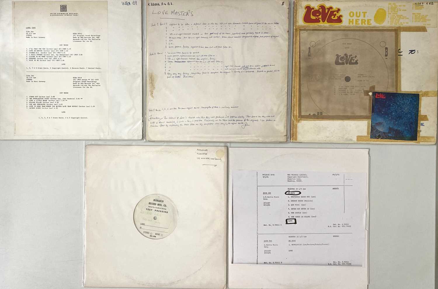 Lot 62 - LOVE/RELATED - WHITE LABEL TEST PRESSING LPs