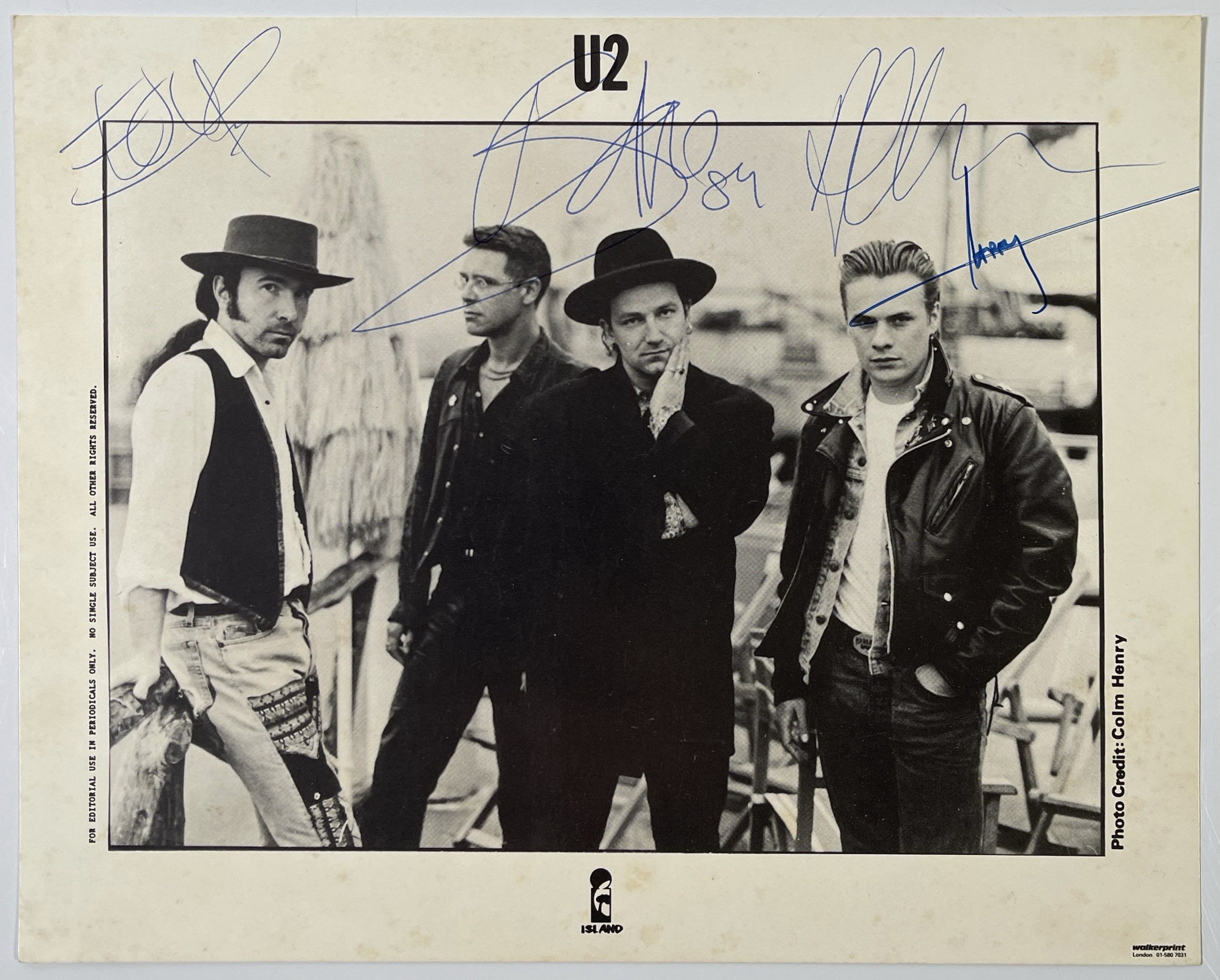 Lot 193 - U2 - FULLY SIGNED PROMOTIONAL PHOTO.