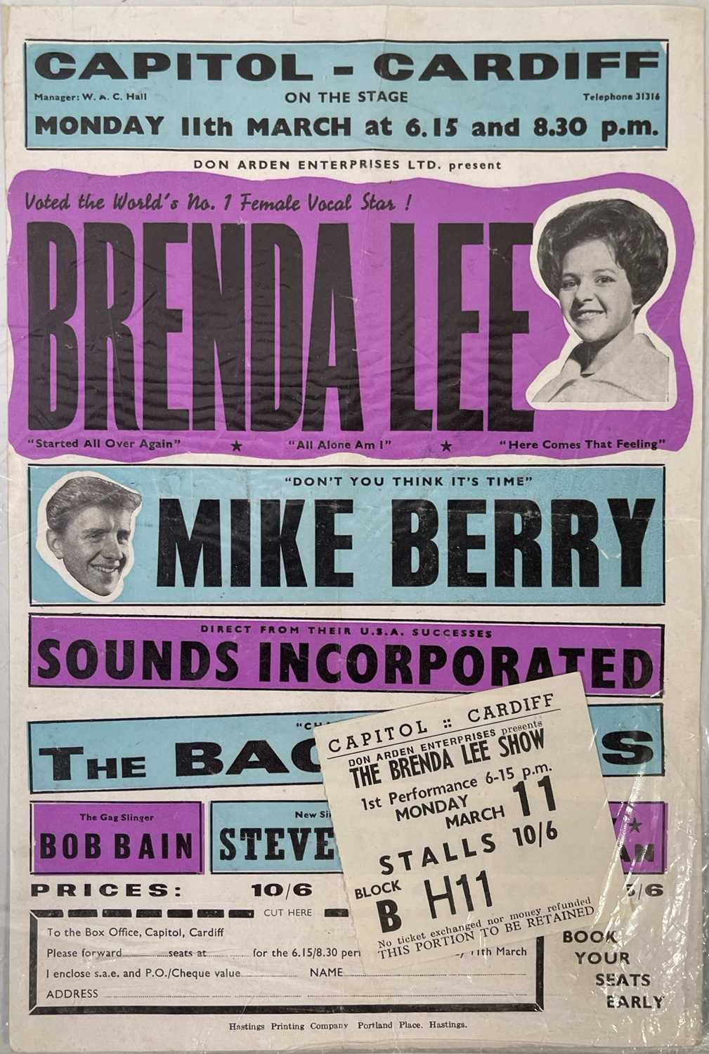 Lot 143 - 1960S CONCERT MEMORABILIA - POSTERS,